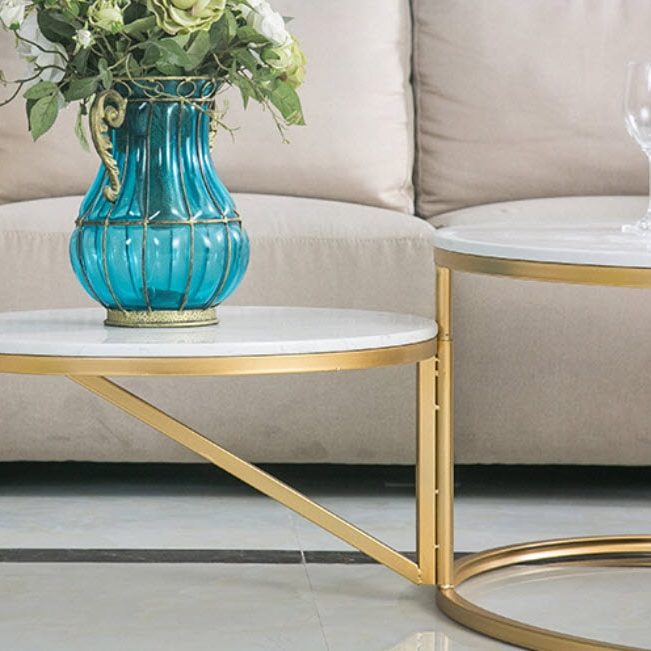 ชุดโต๊ะกลางลายหินอ่อนพับเก็บได้ - 2 Layers Marble Table - HomeStudio