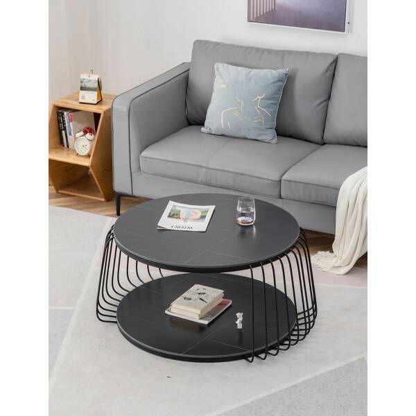 โต๊ะกลางลายหินอ่อนสองชั้น – 2 Layers Round Coffee Table – HomeStudio