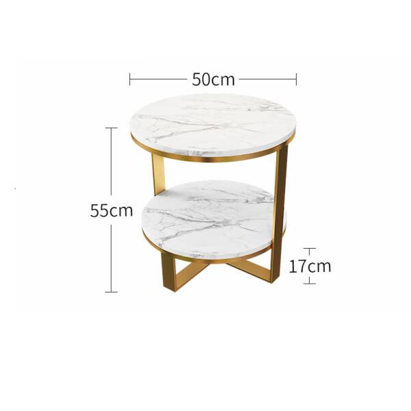 โต๊ะข้างหินอ่อน - 2 Layers Round Side Table II - HomeStudio