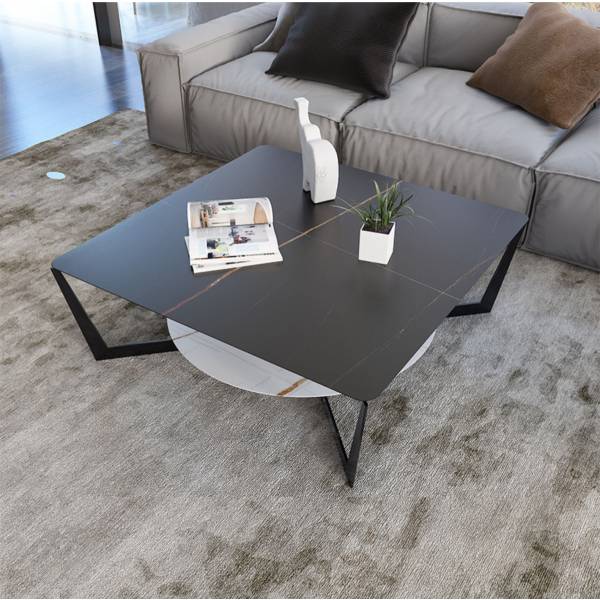 โต๊ะกลางลายหินอ่อนสองชั้น - 2 Layers Square Center Table - HomeStudio